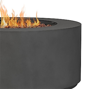 Real Flame Aegean Round Propane Fire Table for Outdoors in Weathered Slate with Natural Gas Conversion Kit, Lid and Storage Cover - Durable Gray Fire Pit