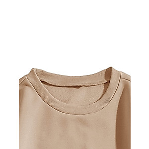 Verdusa Women's Oversized Crew Neck Long Sleeve Drop Shoulder Pullover Sweatshirt Top Khaki XL