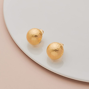 LILIE&WHITE Burnt Gold Clip On Earrings For Women Round Clip Earrings Women Fake Earrings Costume Jewelry For Women