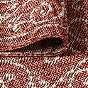 JONATHAN Y SMB106B-3 Charleston Vintage Filigree Textured Weave Indoor/Outdoor Red/Beige 3 ft. x 5 ft. Area-Rug, Classic,Easy-Cleaning,HighTraffic,LivingRoom,Backyard, Non Shedding