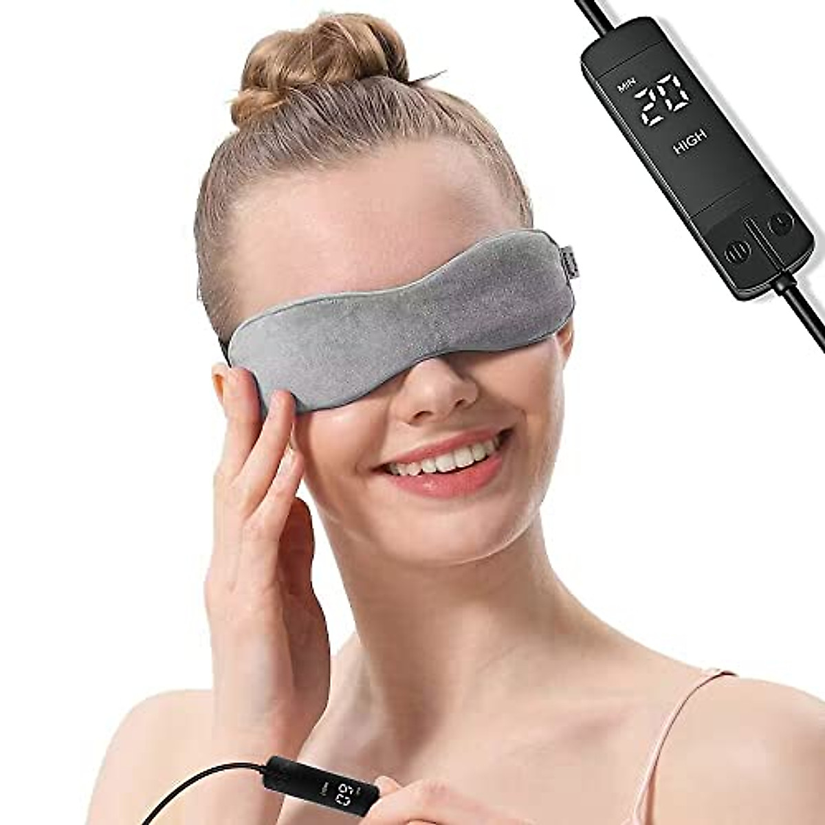 Aroma Season Heated Eye Mask, Warm Eye Compress for Dry Eyes Stye MGD and Blepharitis, Moist Heat Treatment to Unclog Lacrimal Glands (Light Gray)