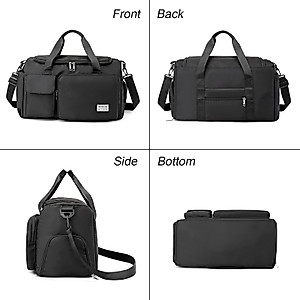 ZHIERNA Travel Duffle Bag With Shoes Compartment, Sports Gym Bag Weekender Bags for Women(Black)