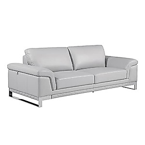 Blackjack Furniture Weston Collection Italian Leather Living Room Sofa, Light Gray