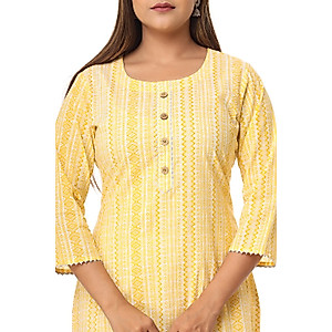 Vihaan Impex Leheriya Printed Casual Kurta Women Kurti yellow Tunic Top for Women