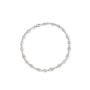 Ross-Simons Sterling Silver Navette-Style Openwork Anklet. 10 inches