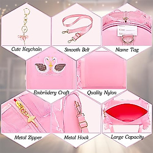 Dorlubel Cute Ballet Dance Bag Tutu Dress Bag with Key Chain for Girls (Pink of Swan)