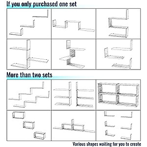 NiHome Floating Wall Shelves 3-Pack, Hanging Corner Shelves, Rustic Wood Book Shelves, Corner Bookshelf for Bedroom, Living Room, Bathroom, Wall Mounted Decor (Black & Brown)