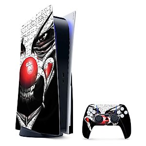 MightySkins Gaming Skin for PS5 / Playstation 5 Bundle - Evil Clown | Protective Viny wrap | Easy to Apply and Change Style | Made in The USA