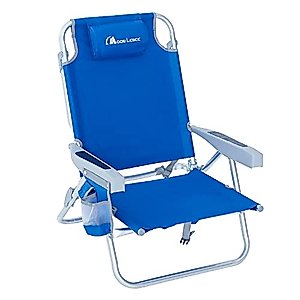 MOON LENCE Folding Beach Chair with 5 Positions High Recliner Chair Lightweight Portable Backpack Chair with Towel bar for Camp,Outdoor,Travel