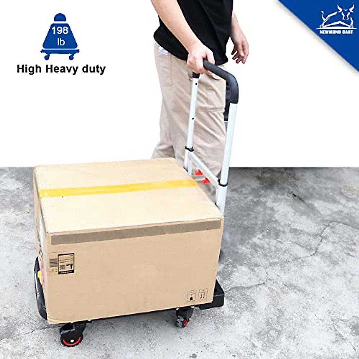 Platform Hand Push Cart Foldable Truck, Moving Cart Dolly, Foldable for Easy Storage and Low Noise 360 Degree Swivel Wheels with 198 lb Weight,Green