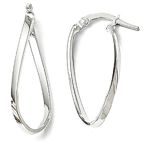 14K White Gold Oval Hoop Earrings