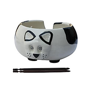 Ceramic Yarn Bowl Large 7in x 4in for Knitting and Crocheting with Free Travel Pouch and Crochet Hooks