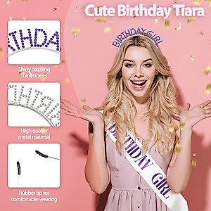 Birthday Girl Tiara Set - Sash, Crown, and Rhinestone Headband for Women, Princess Accessories Gift