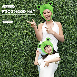 Cute Plush Frog hat Scarf Cap Ears Winter ski hat Full Headgear Novelty Party Dress up Cosplay Costume Green