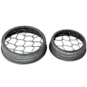 Galvanized Metal Flower Organizer Frog Lid for Mason Jars (3 Pack, Regular Mouth)