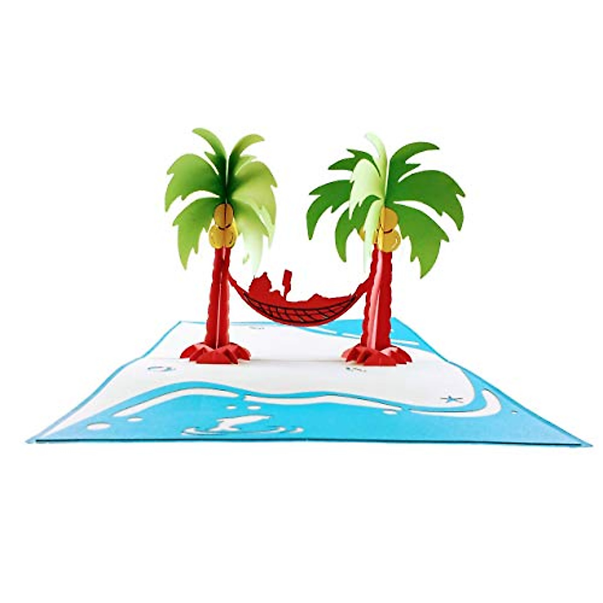 iGifts And Cards Funny Woman Relaxes on Beach 3D Pop Up Greeting Card – Happy Birthday Card For Her, Wife, Cute Tropical Sunshine Vacation, Congratulations On Your Retirement, 6" X 8"