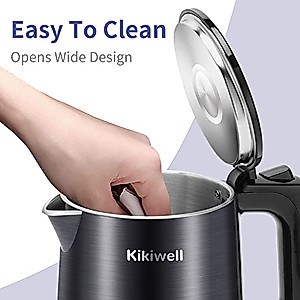0.8L Small Electric Kettles Stainless Steel, Travel Mini Hot Water Boiler Heater, Double Wall Cool Touch Portable Teapot Heater, Auto Shut-Off & Boil-Dry Protection, 120V/800W, 2 Year Warranty