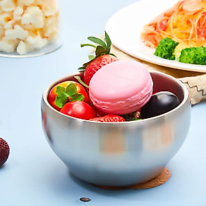 Tessco 10 Pcs 12 oz Stainless Steel (304) Bowls Matte Double Walled Bowl Kids Toddler Ice Cream Bowls for Serving Food Snacks Feeding Hot Soup, Dishwasher Safe