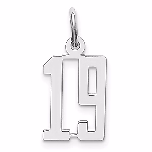 Sterling Silver/Rhodium-plated Elongated Number 19 Charm QQES19