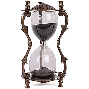 Abbas Nautical Antique Brass Hour Glass Sand Timer Antique Black Sand Home & Office Decoration Timer