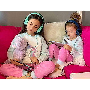 ELECDER i36 Kids Headphones Children Girls Boys Teens Foldable Adjustable On Ear Headphones 3.5mm Jack Compatible Cellphones Computer Kindle MP3/4 School Tablet Green/Purple
