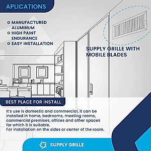 Premium Aluminum Wall Vent Cover - 14 x 8 Inch AC Grille with Adjustable Blades - Rustproof and Durable - Enhance Airflow Efficiency- [Front Grille Size: 15.6" x 9.6"][Duct Hole:14 x 8]