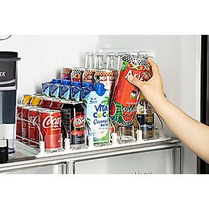 Drink Organizer for Fridge, Baraiser Self-Pushing Soda Can Organizer for Refrigerator, Pantry and More, White