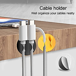 Fanoshon 35 PCS Charging Cable Protectors Charger Cord Savers for iPhone Cables, Spiral Silicone USB Cable Ends Markers Covers for Most Cellphone and Tablet Data Lines (with 4 pcs Desk Cable Drops)