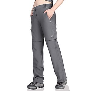 Outdoor Ventures Women's Convertible Pants, Quick Dry Hiking Zip-Off Pants, Stretch Lightweight Cargo Pants Grey