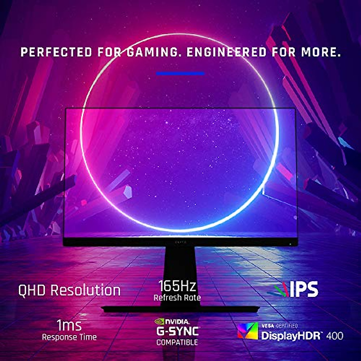 ViewSonic Elite XG270Q 27” 1ms 1440p 165Hz G-SYNC Compatible Gaming Monitor with VESA DisplayHDR 400 and Advanced Ergonomics for Esports (Renewed)