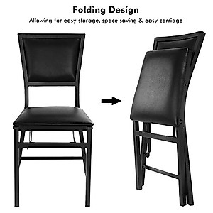 Giantex Folding Chairs, with Padded Seats, Sturdy Metal Frame, Floor Protectors, Space Saving Design, Foldable Dining Desk Chairs for Small Apartment, Extra Guests, Black