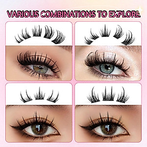 DIY Lash Extension Kit 2 Styles Lash Clusters 132pcs Eyelash Extension Kit D Curl Individual Lashes Wispy 8-16mm Eyelash Clusters Lash Kit with Lash Bond and Seal Lash Tweezers for Eyelash Extension