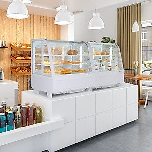 ROVSUN Refrigerated Display Case 3.5 Cu.Ft, Display Refrigerator Commercial Countertop Refrigerator w/LED Lighting Auto Defrosting Air-cooling Rear Door for Cafe Restaurant NSF ETL Certified, White