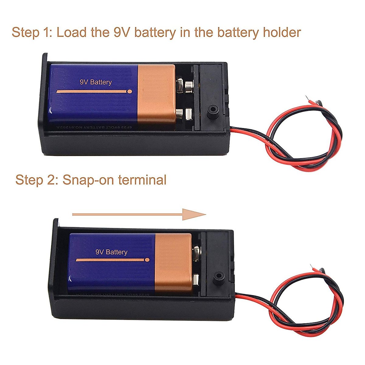 LAMPVPATH (Pack of 2) 9v Battery Holder, 9 Volt Battery Holder with Switch, 9v Battery Case with Switch