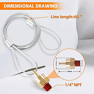 HASAOMOI 2PCS Air Tank Drain Valve Plug Fitting 1/4" NPT with 60" Cable Valve, Air Brake Reservoir Air Compressor Drain Valve For Semi Trucks