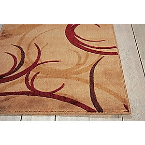 Nourison Somerset Abstract Beige 2' x 5'9" Area-Rug, Easy-Cleaning, Non Shedding, Bed Room, Living Room, Dining Room, Kitchen (2x6)
