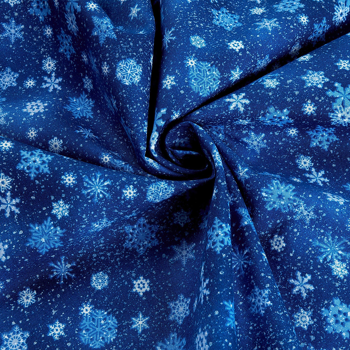 Elizabeth Studio Landscape Medley Snowflakes Royal, Fabric by the Yard