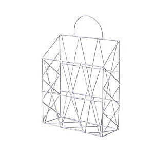 Tauzveok Wrought Iron Simple Bookshelf Wall Living Room Rack Wall Hanging Hanging Room Creative Newspaper Stand Storage Shelf,White