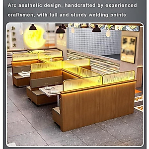 LXXW Countertop Screen Partition, Striped Glass Decorative Dividers with LED Light for Dining Areas, Bars Restaurant Table Top Separator(Black,120x25cm)