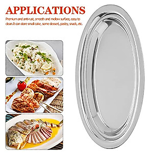 FRCOLOR Stainless Steel Oval Platter 26CM Fish Plate Appetizer Dish Snack Plate Kids Carvery Plate Serving Tray for Steaming Fish Dessert Meat Sushi Silver