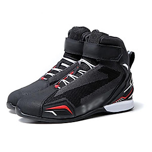 Men's Motorbike Shoes,Anti-Slip Sole,for Street Riding Short Ankle Racing Sports Shoes (Color : Black, Size : 9)