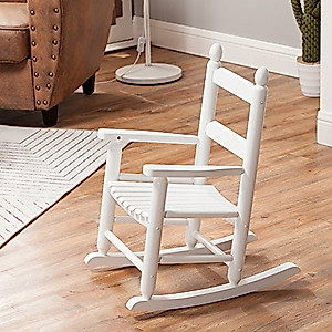 BplusZ Rocking Kid's Chair Wooden Child Toddler Patio Rocker Classic Ages 3-6 White, Indoor