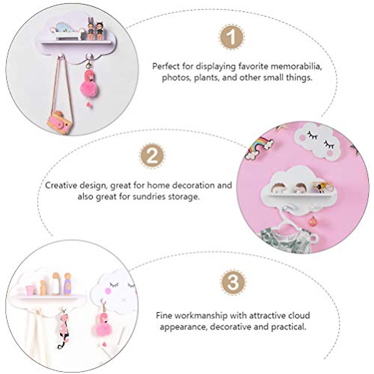 WINOMO Cloud Wall Hook Wall Key Hangers Clothes Coat Rack Hat Scarf Hook Decorative Hook for Girls Bedroom Kitchen Bathroom Entryway Balcony