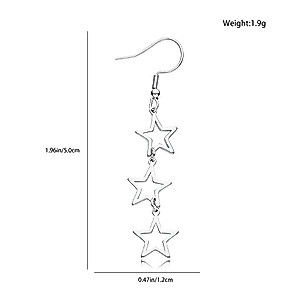 Plikin Star Y2K Earrings for Teen Girls - Stainless Steel Drop & Dangle Silver Y2k Earring