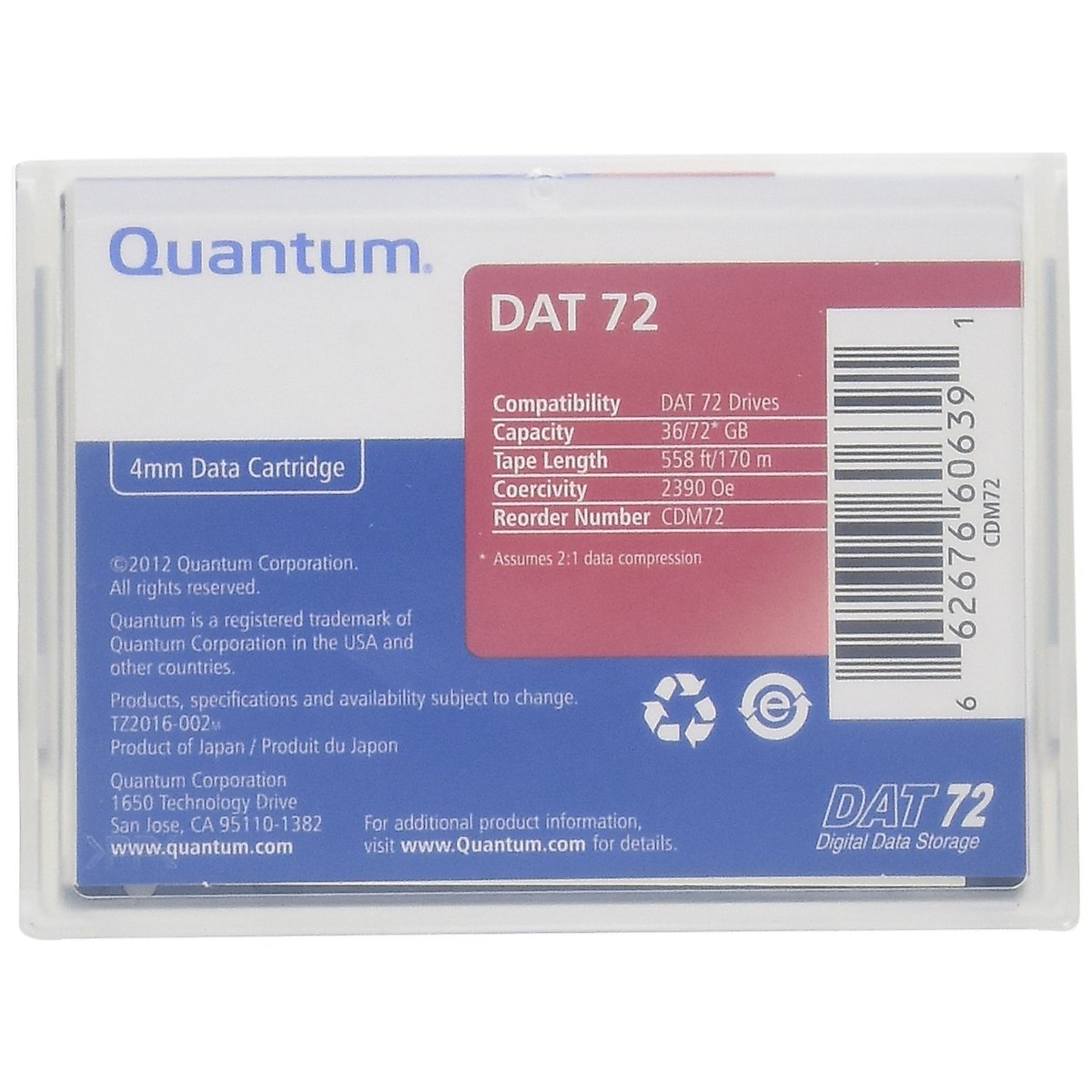 Quantum CDM72 DAT 72 Data Tape Cartridge