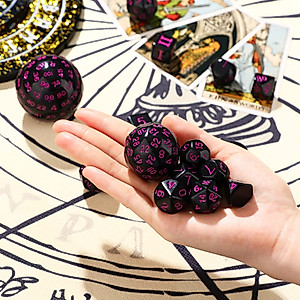 15 Pieces Complete Polyhedral Dice Set D3-D100 Spherical RPG Dice Set in Opaque Black, 100 Sides Dice Set for Role Playing Table Games Party Supplies (Black and Purple)