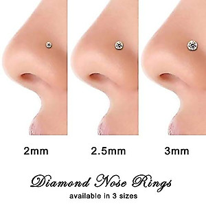 COCHARM Fishtail Nose Stud Ring 20g 14k Real Gold Custom Bendable Nose Rings CZ Nose Piercing Jewelry for Women Men 2mm