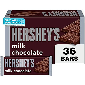 HERSHEY'S Milk Chocolate Candy Bars, 1.55 oz (36 Count)