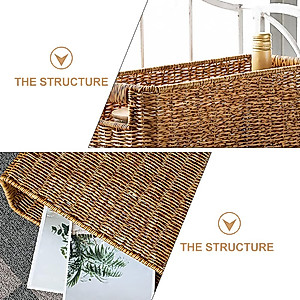 Cabilock Magazine Newspaper Basket Wicker Waste Basket Rustic Book Rattan Magazine Holder File Folder Organizer Decorative Storage Bins Chopsticks Magazine Basket Plastic Toilet Paper Child
