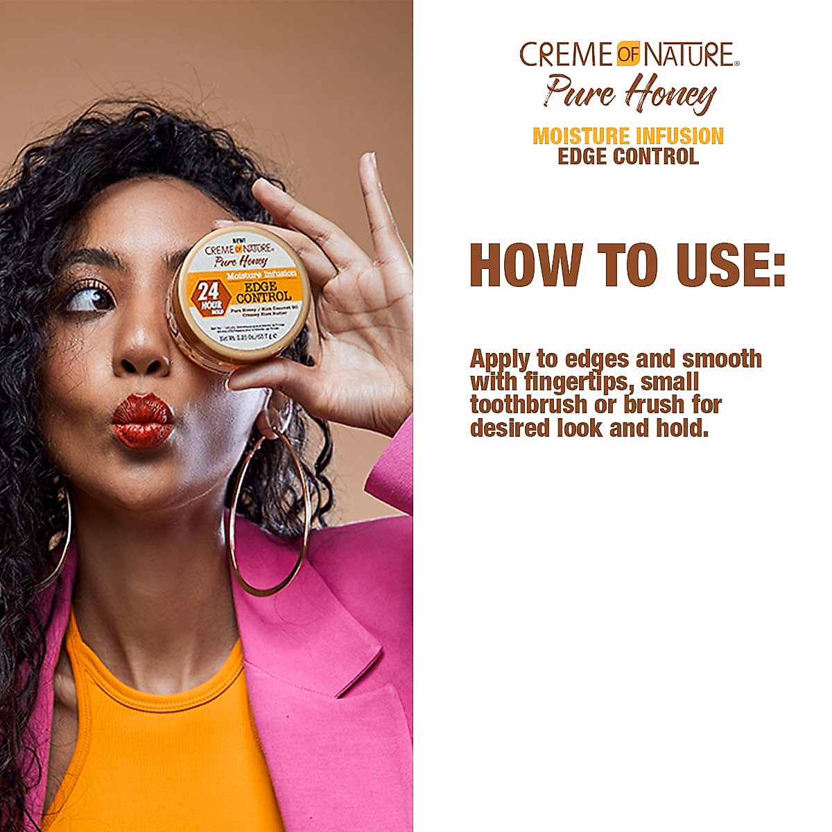 Moisture Infusiuon Edge Control by Creme of Nature, Pure Honey, Coconut Oil and Shea Butter Formula, 2.25 Oz